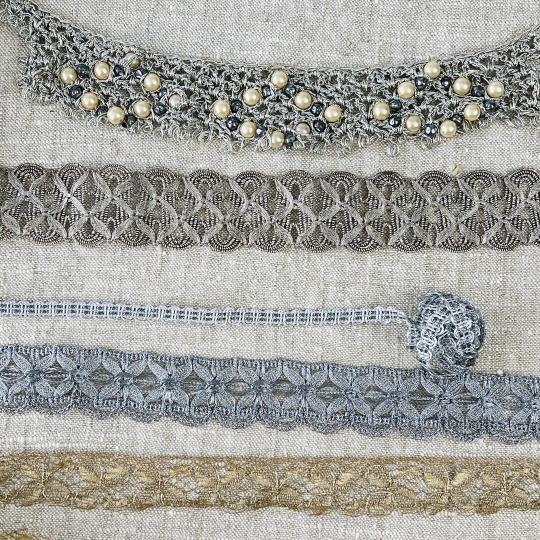 Vintage and Antique Trim, Your Choice Silver Metal Lace & Metallic Gimp ...