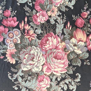 Vintage 1920s English Chintz: Yardage of Botanical Floral Rose Print ...