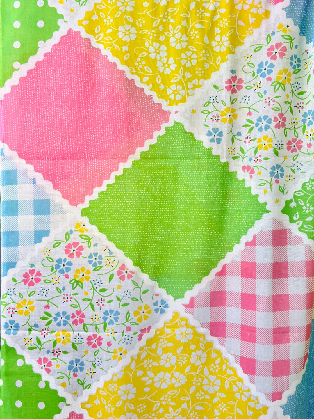 Vintage Cheater Cloth - 2 Yard Cut - Rick Rack Floral Print Semi Sheer ...