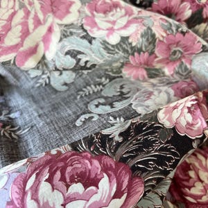 Vintage 1920s English Chintz: Yardage of Botanical Floral Rose Print ...