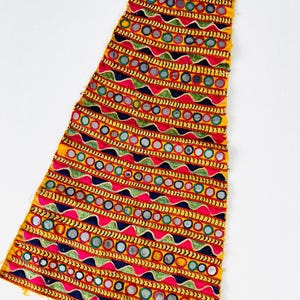 1920s Hand Embroidered Indian Textile, Glass Mirror Shisha Embroidery ...