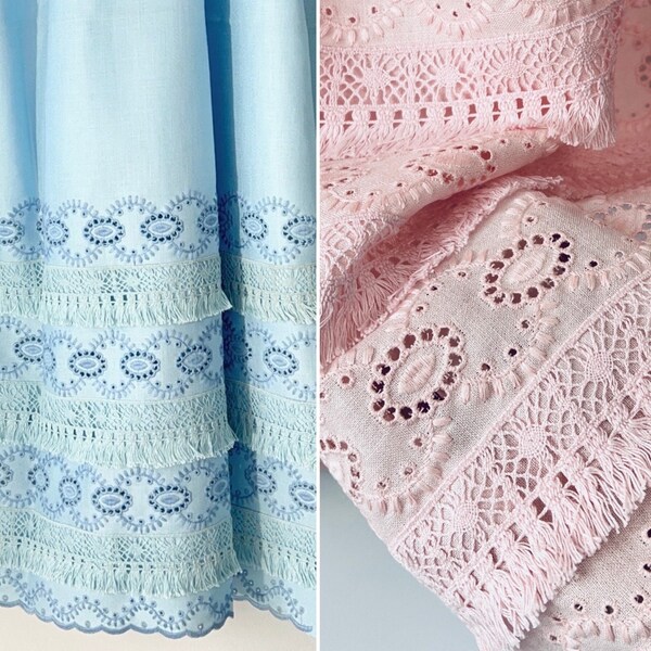 Pink Eyelet Trimmed Fabric - Etsy