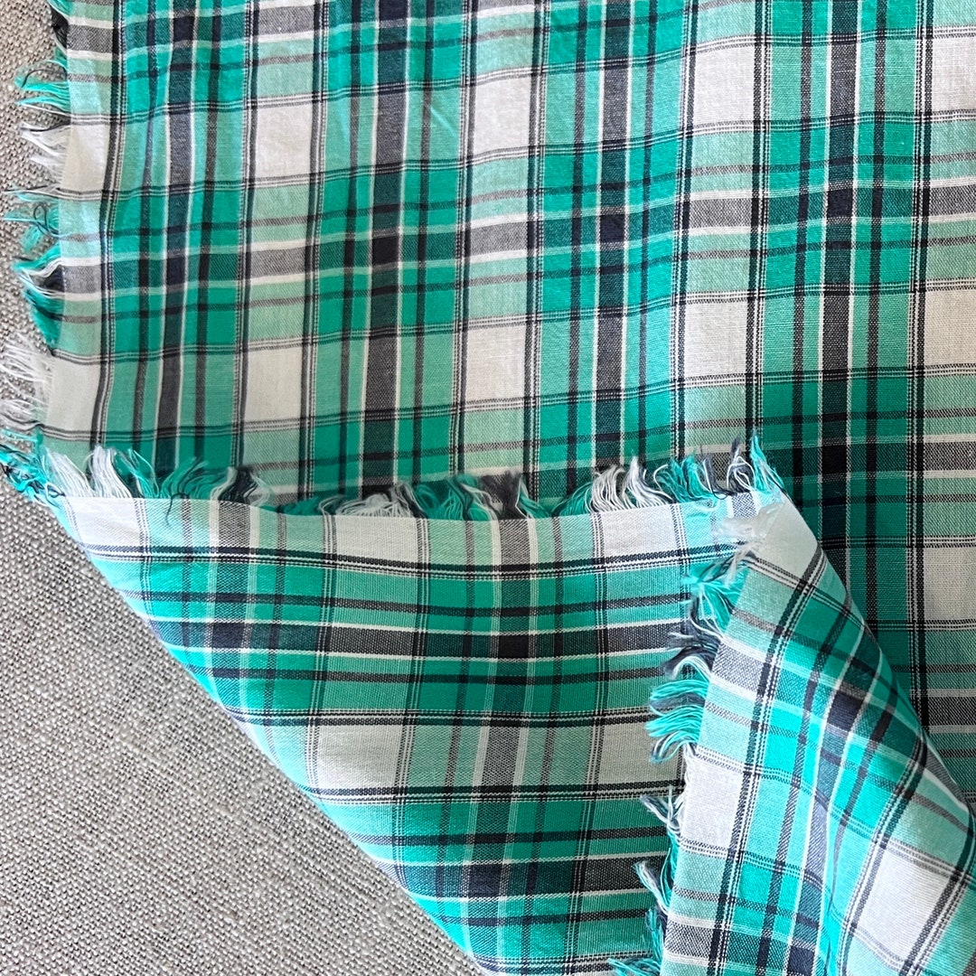 Cotton Lawn Plaid Fabric by the Yard Green & White Fine Yarn - Etsy