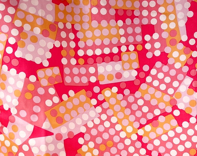 1970s Silk Surah Fabric Remnant, 7/8 Yard X 45"w Pink Polka Dot Silk ...