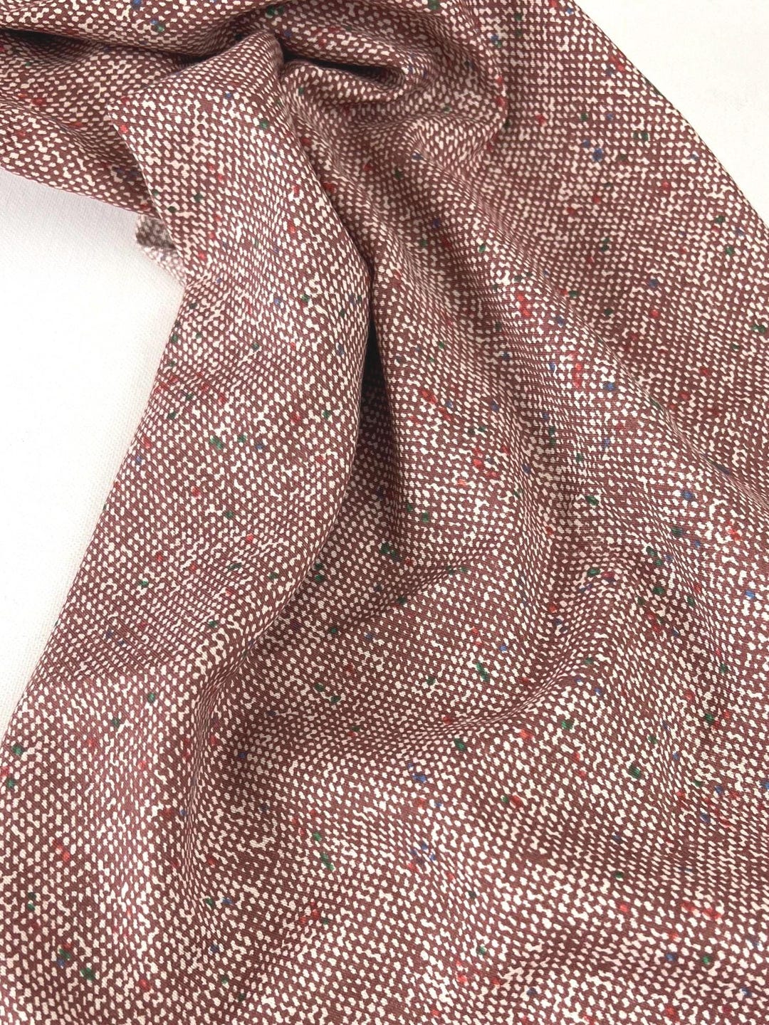 1970s Tweed Print, Trompe L'oeil Fabric, Unusual Faux Donegal Tweed ...