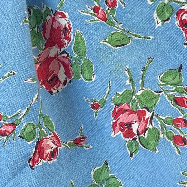 Red Rose Fabric - Etsy