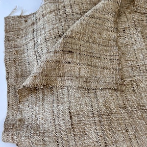 1970s Textured Raw Silk Tussah by the Yard, Heavy Matka Silk Fabric 46 ...