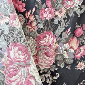 Vintage 1920s English Chintz: Yardage of Botanical Floral Rose Print ...
