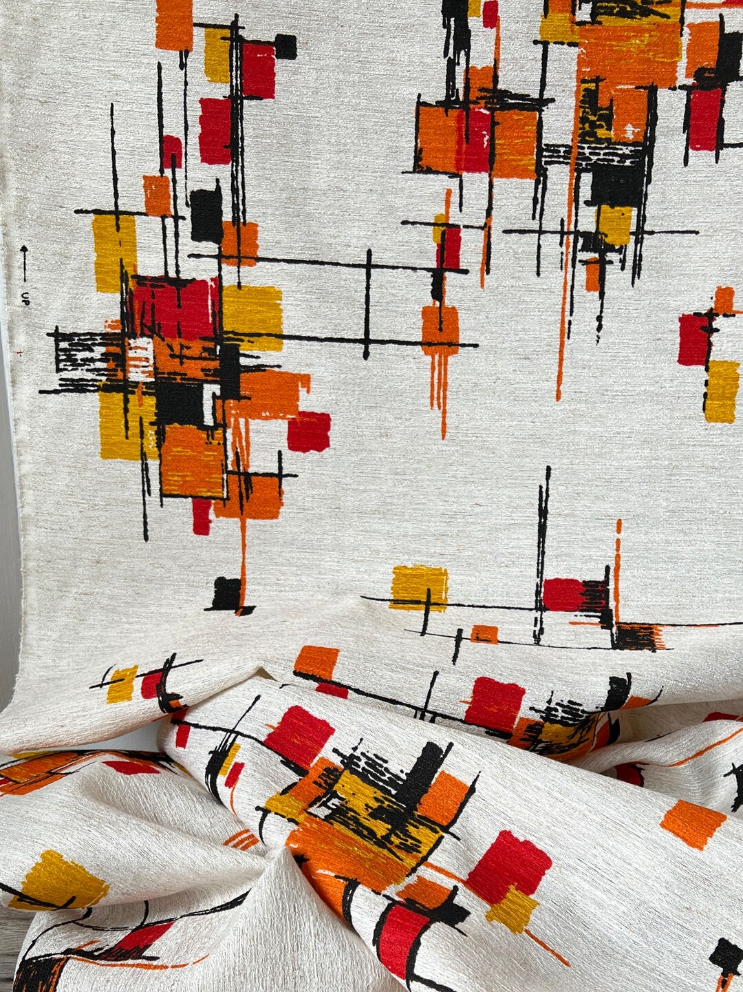 MCM Fabric for Drapery and Decor, 6 Yards Modern Abstract Geometric ...