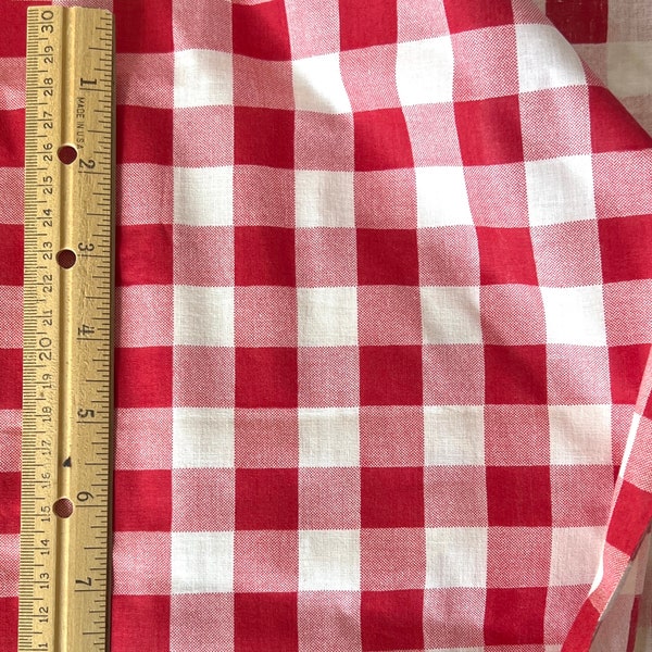 Red and White Buffalo Check Fabric - Etsy
