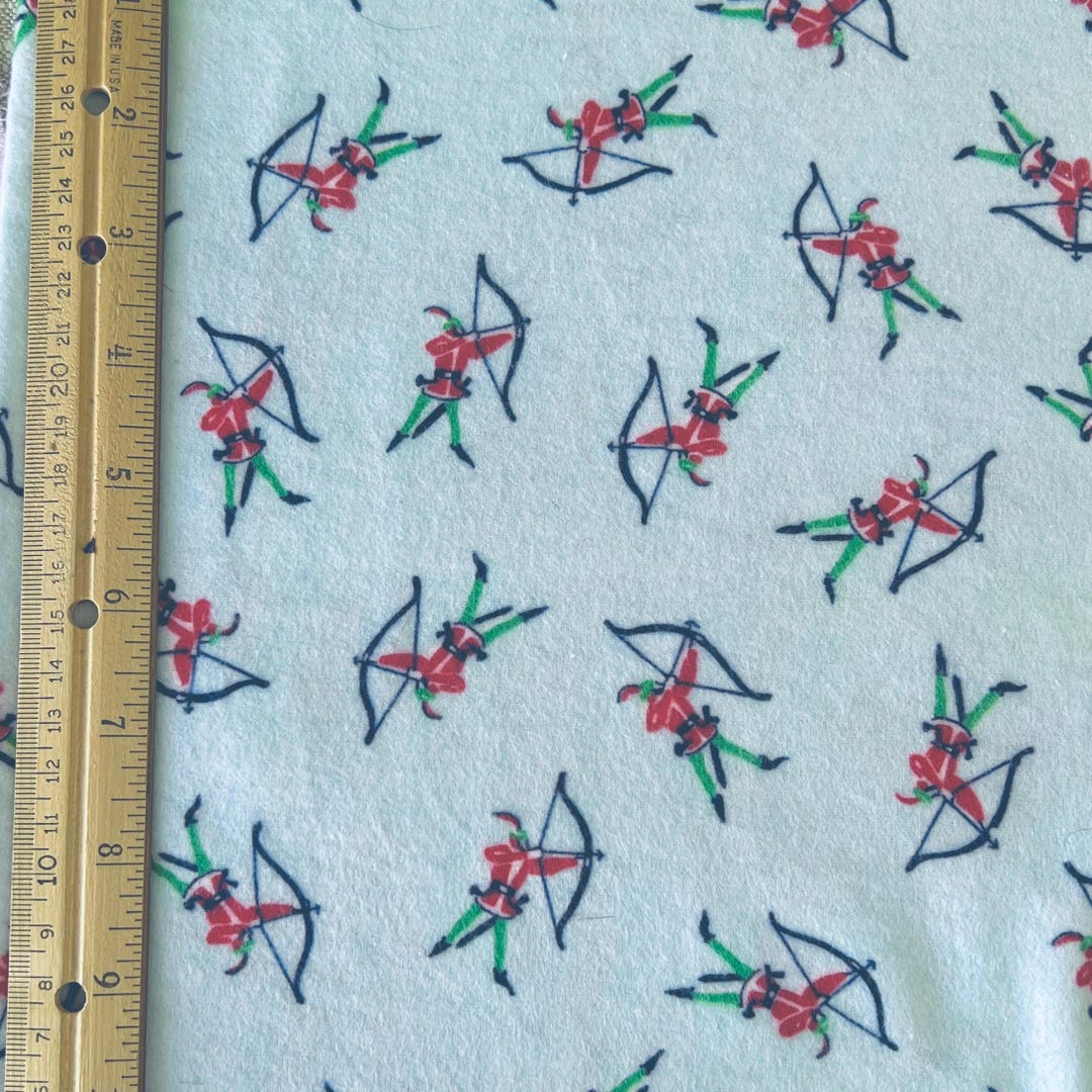 Vintage Novelty Fabric Remnants - Your Choice Archer or Snowflake Fairy ...