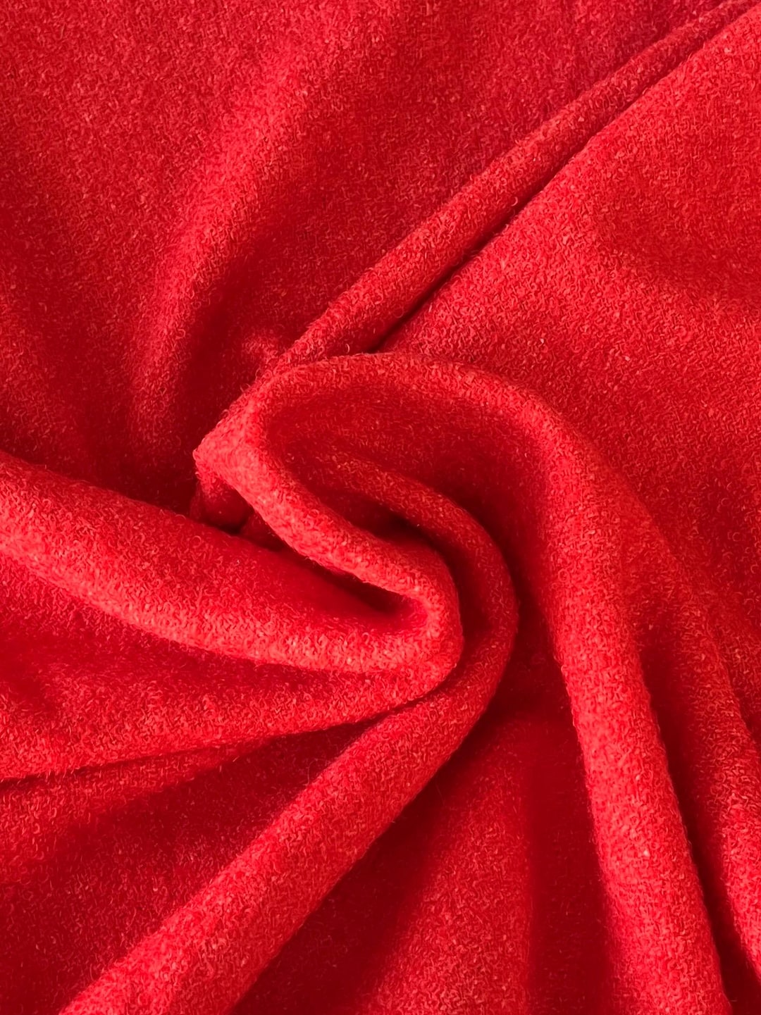 Bright Red Wool Boucle Fabric 1 1/2 Yards 58" Wide Vintage French Tweed ...