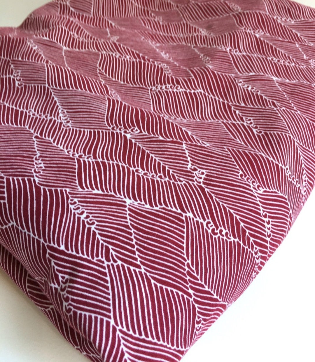 Japanese Wave Print Fabric 1 Yard Burgundy Quilting Cotton 43 Wide 1047 ...