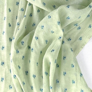 Vintage Sheer Rayon Crepe Fabric Pieces, Clipped Woven Floral Rosebuds ...