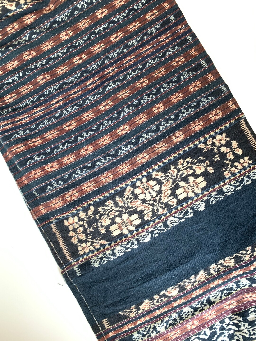 Vintage Indonesian Indigo Ikat Sarong: Handwoven Sumba Textile (66" X ...