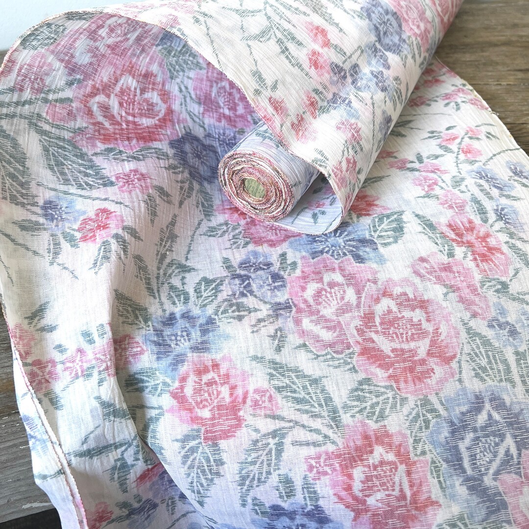 Handwoven Japanese Linen Fabric, Pink Roses 14 1/8"wide #5316 - Etsy