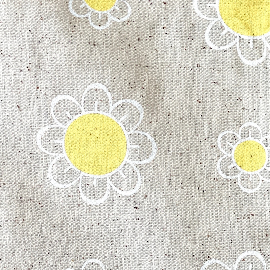 Retro 1970s Daisy Screen Print on Unbleached Cotton Canvas - Vintage ...