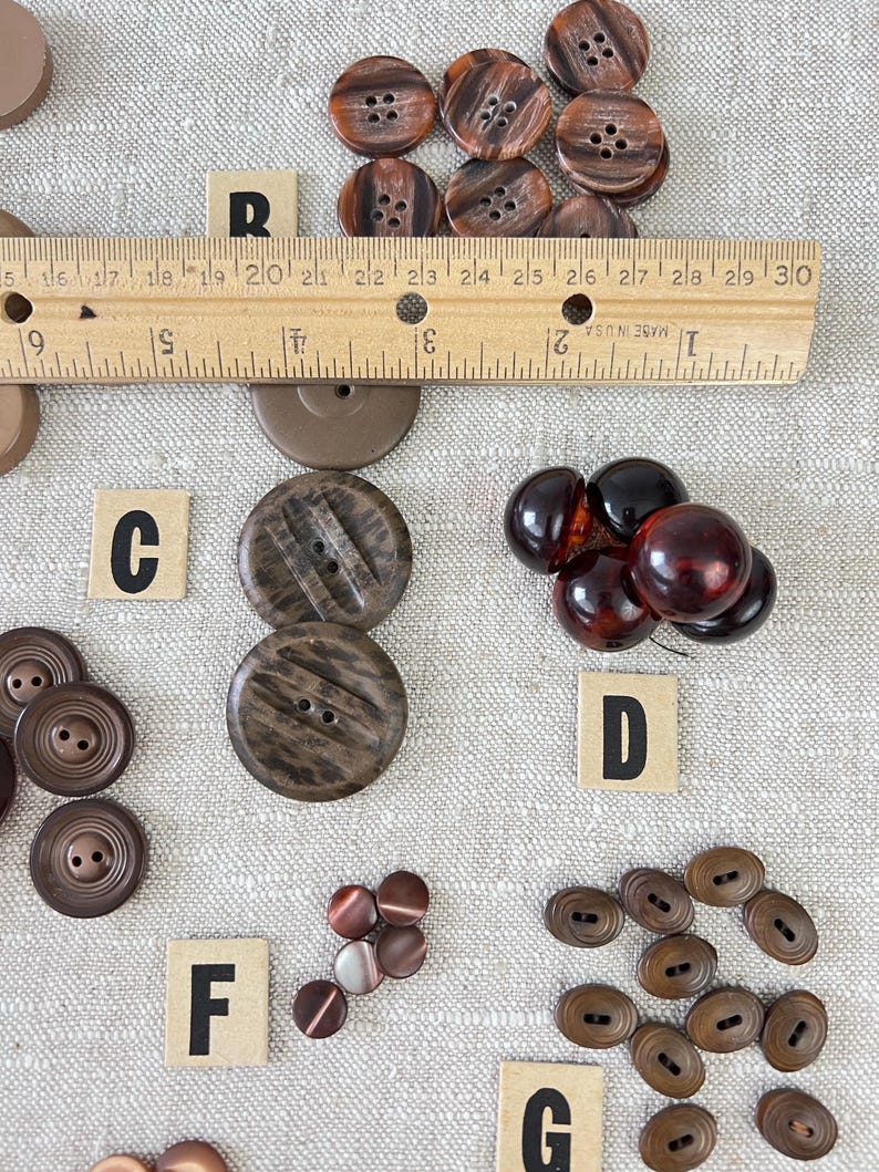 Antique and Vintage Assorted Button Sets, Your Choice of Brown Colors ...