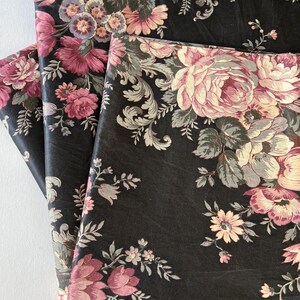 Vintage 1920s English Chintz: Yardage of Botanical Floral Rose Print ...