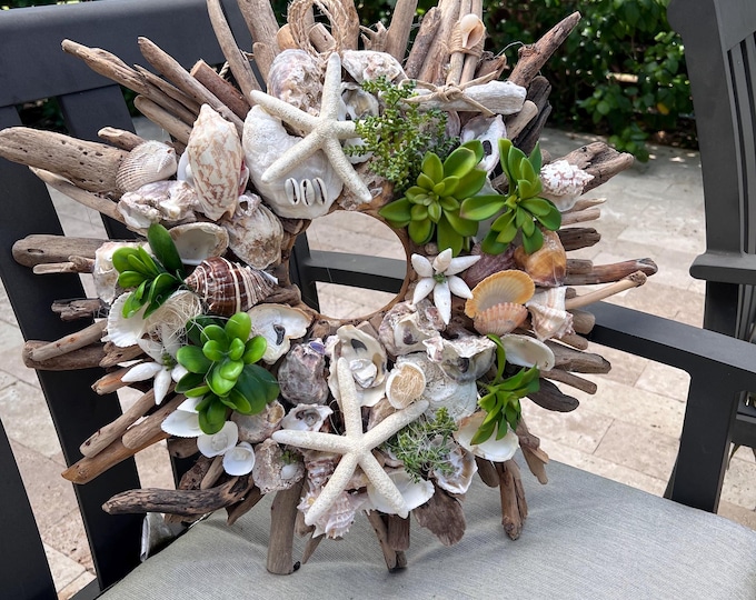 Coastal Wreath, Shell Wreath, Nautical Decor, Driftwood - Etsy
