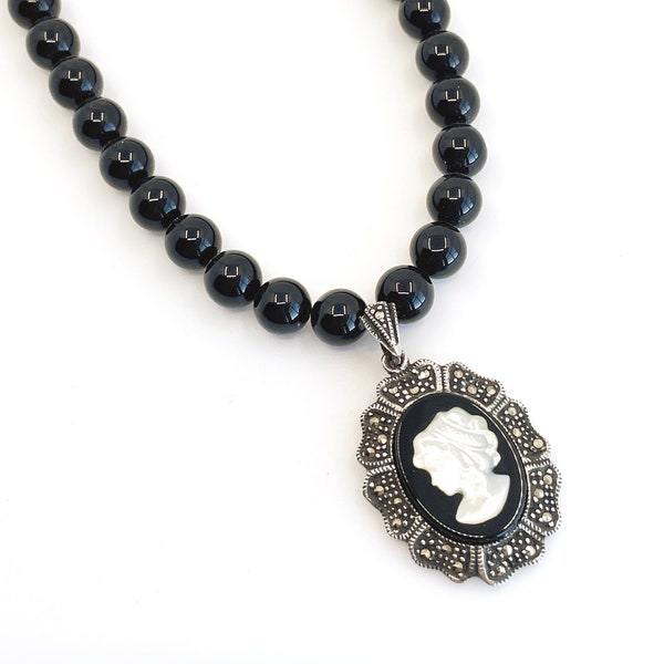 Black Cameo Necklace - Etsy