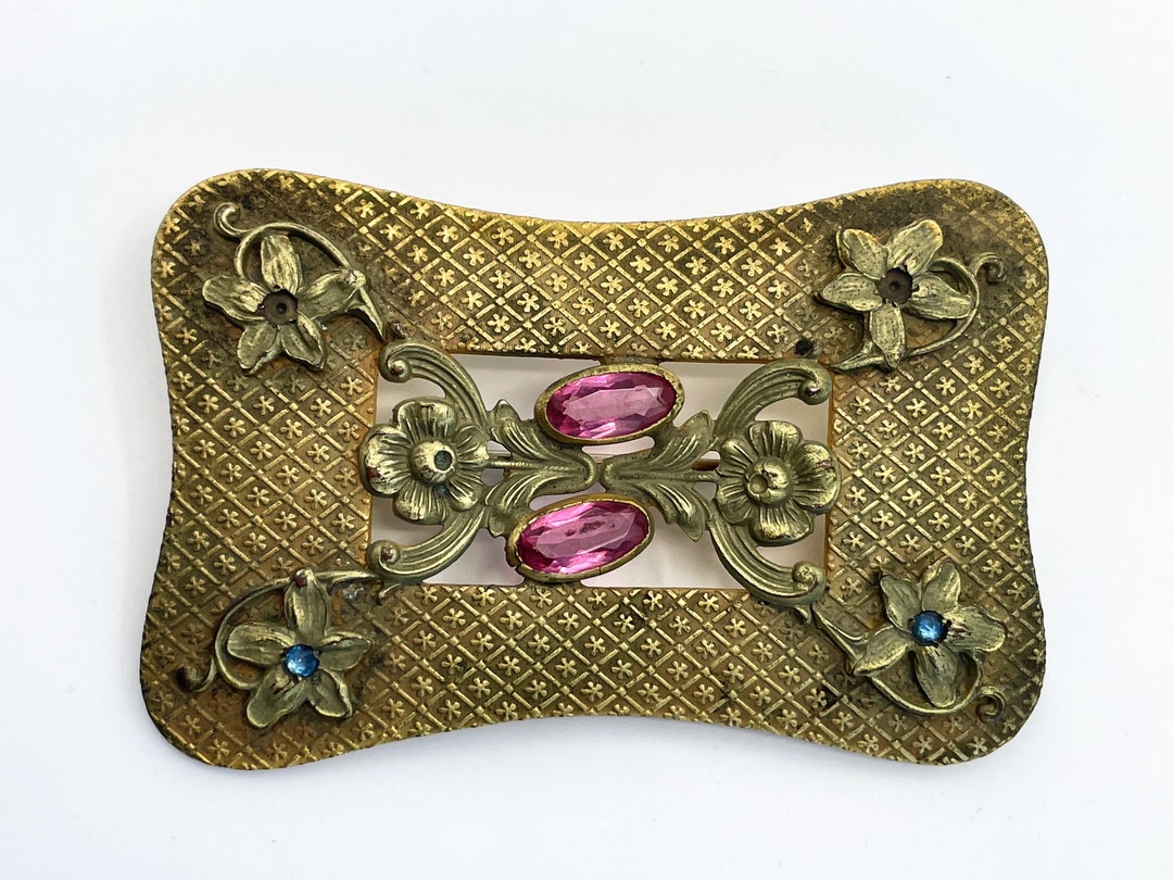 Vintage Brass Sash Pin, Victorian Buckle - Etsy