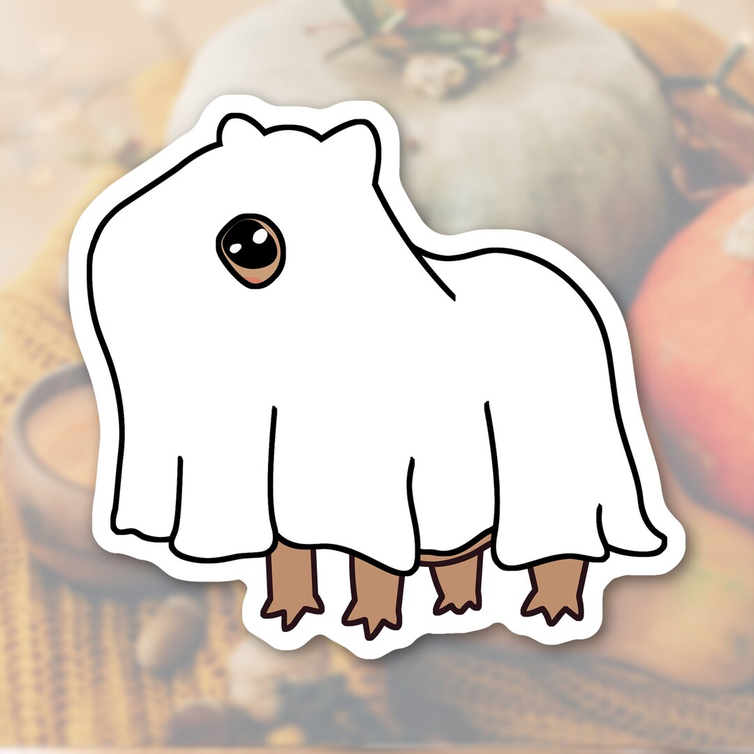 Cute Capybara Ghost Sticker | Waterproof Die Cut Sticker | Adorable ...