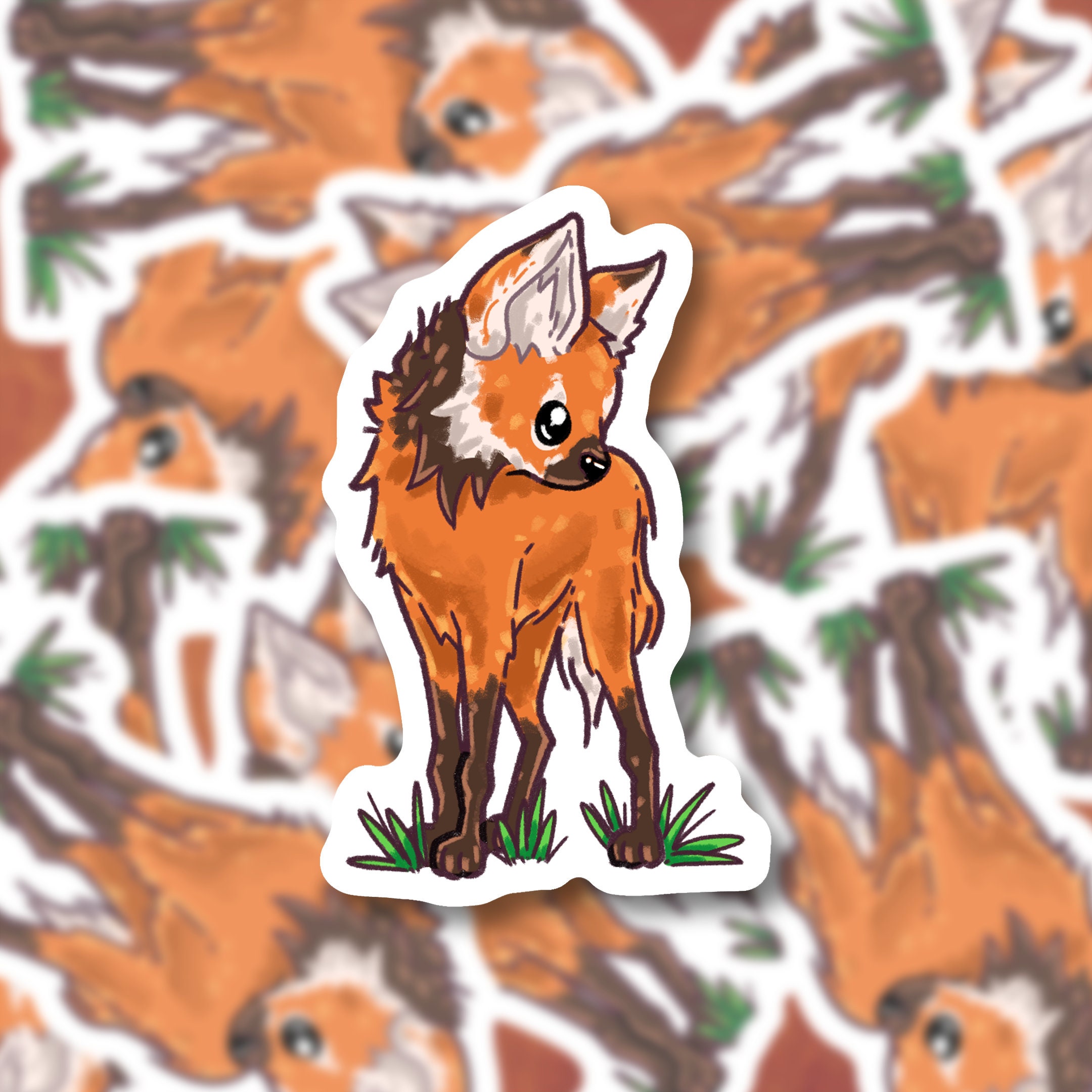 Cute Animal Sticker Maned Wolf Sticker Stickers for Water Bottle ...