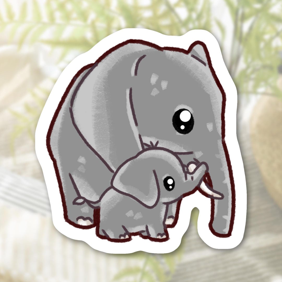 Cute Elephant Sticker Adorable Animal Stickers Matte Waterproof Vinyl ...