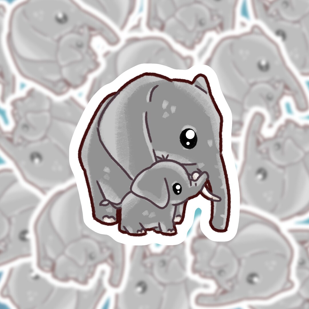 Cute Elephant Sticker Adorable Animal Stickers Matte Waterproof Vinyl ...