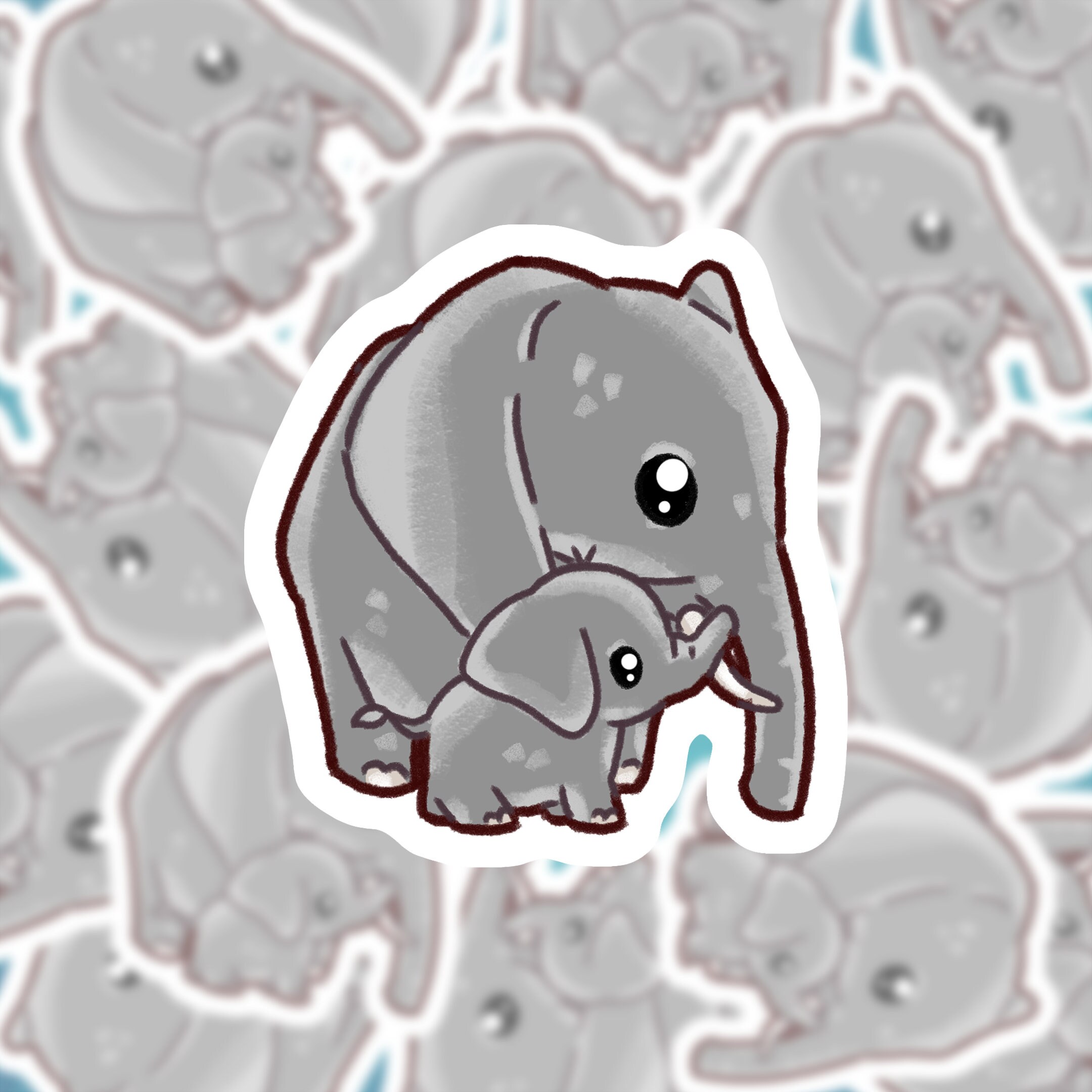 Cute Elephant Sticker Adorable Animal Stickers Matte Waterproof Vinyl ...