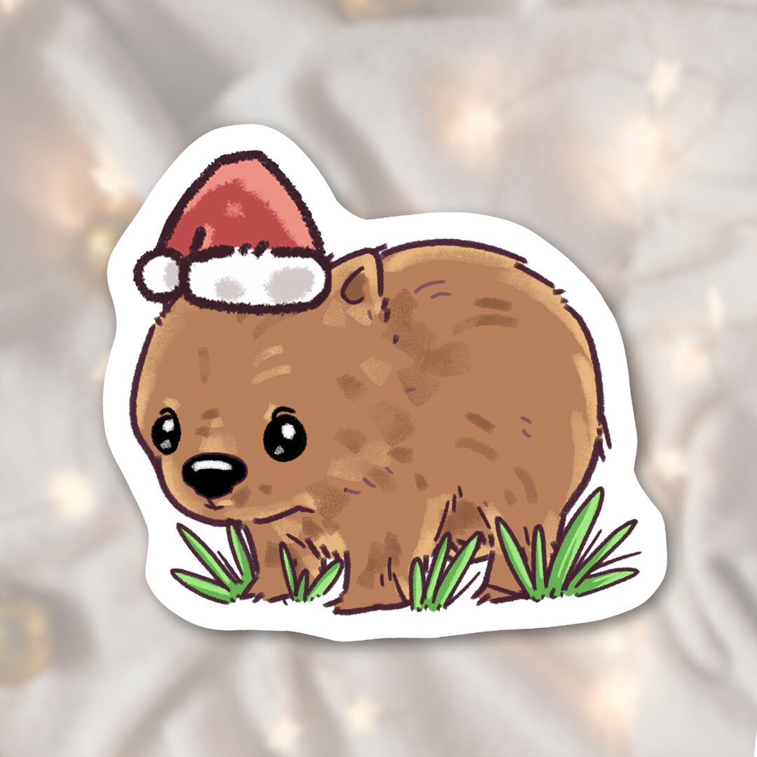Christmas Wombat Sticker | Holiday Animal Stickers | Matte Waterproof ...