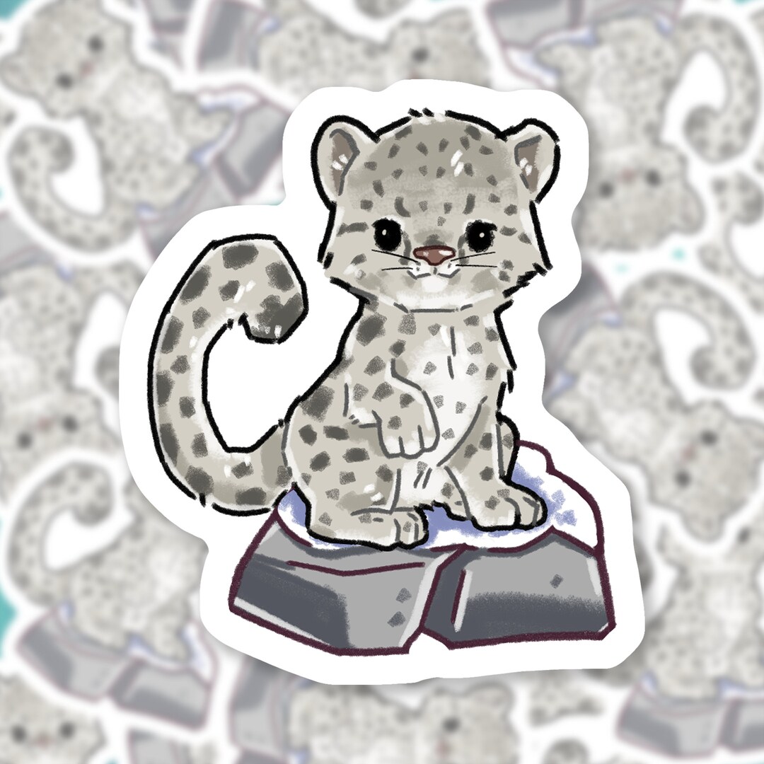 Cute Snow Leopard Sticker | Adorable Animal Stickers | Matte Waterproof ...
