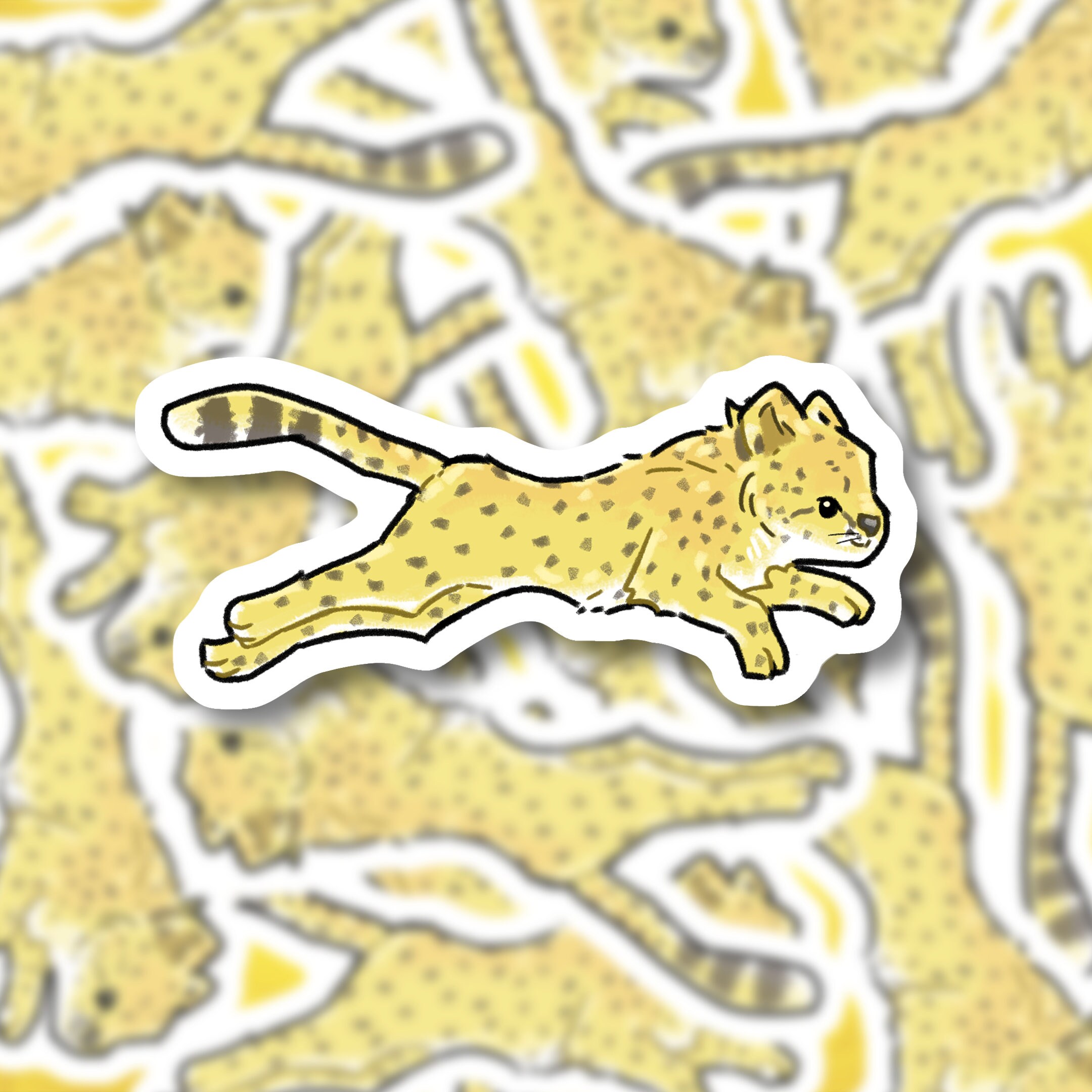 Cute Cheetah Sticker Adorable Animal Stickers Matte Waterproof Vinyl ...