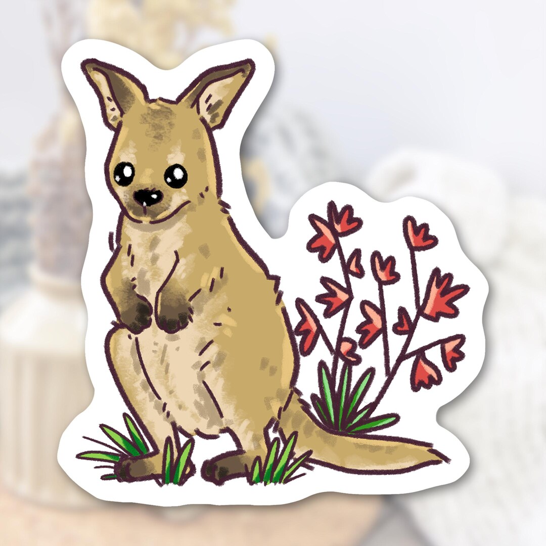 Cute Wallaby Sticker Adorable Animal Stickers Matte Waterproof Vinyl ...