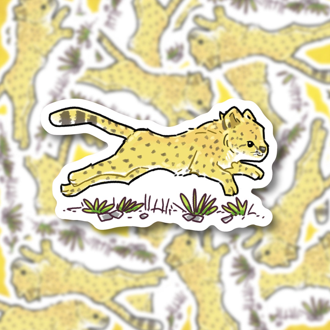 Cute Cheetah Sticker Adorable Animal Stickers Matte Waterproof Vinyl ...