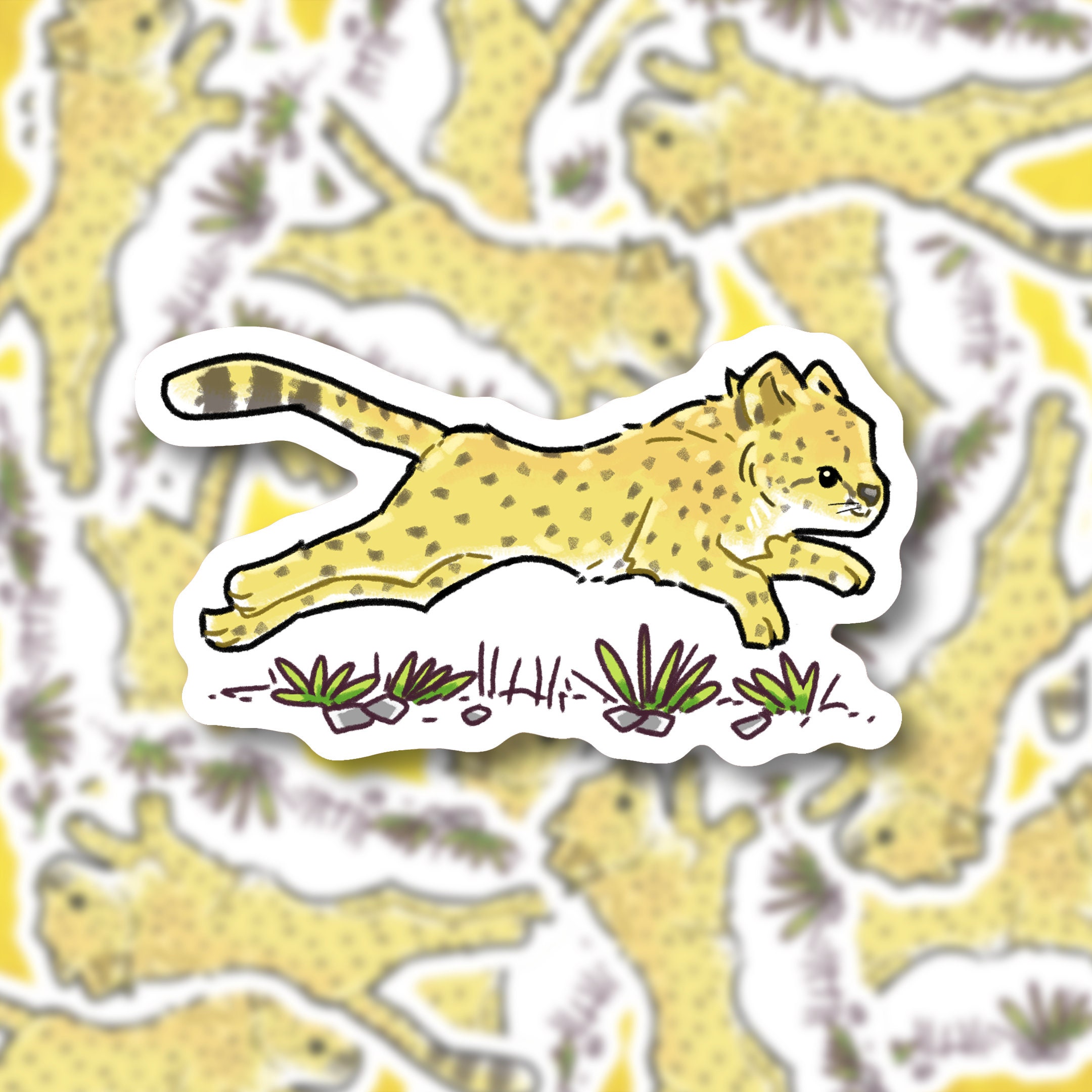 Cute Cheetah Sticker Adorable Animal Stickers Matte Waterproof Vinyl ...