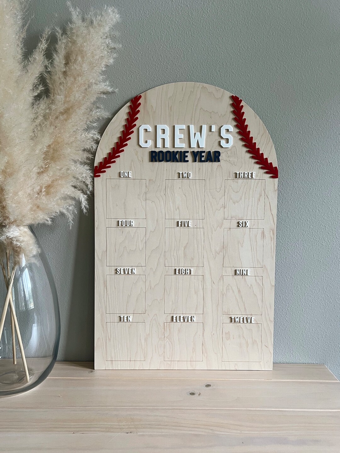 BASEBALL First Year Milestone Photo Board, Personalized Baseball Themed ...