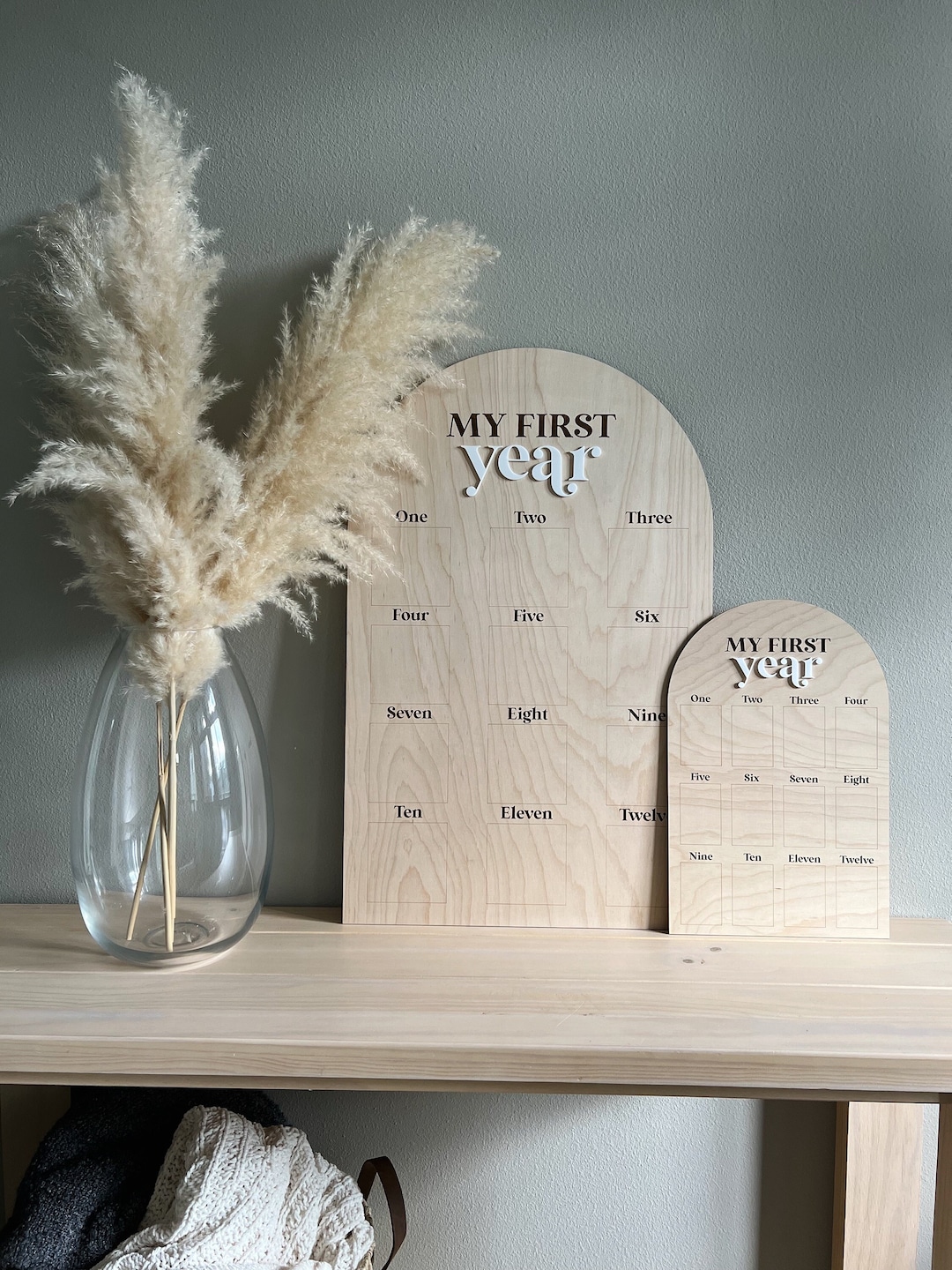 First Year Milestone Photo Board, Wood Photo Board, 1st Birthday Board ...