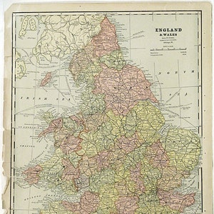 Vintage 1898 England and Wales / Europe Atlas Map Original | Etsy