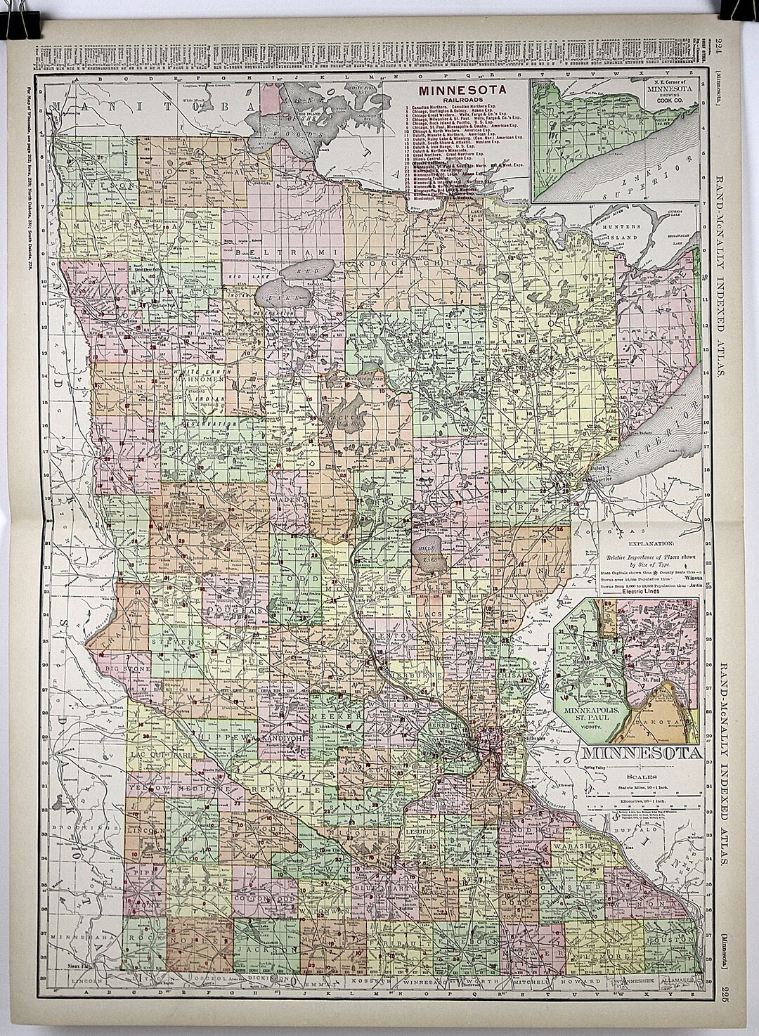 RARE 1910 Railroad Map of Minnesota indian Reservations - Etsy
