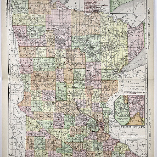 Old Minnesota Map - Etsy