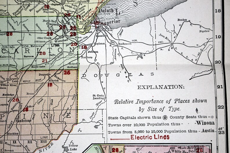 RARE 1910 Railroad Map of Minnesota indian Reservations | Etsy