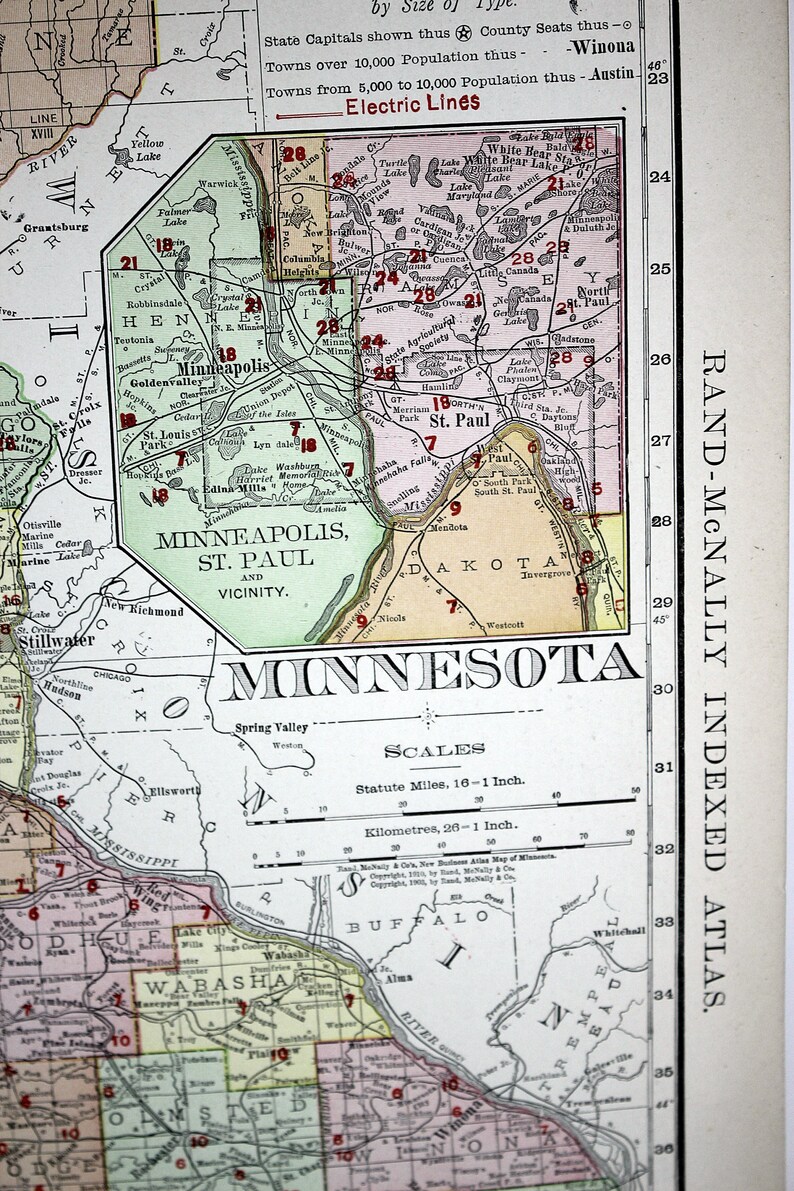 RARE 1910 Railroad Map of Minnesota indian Reservations | Etsy