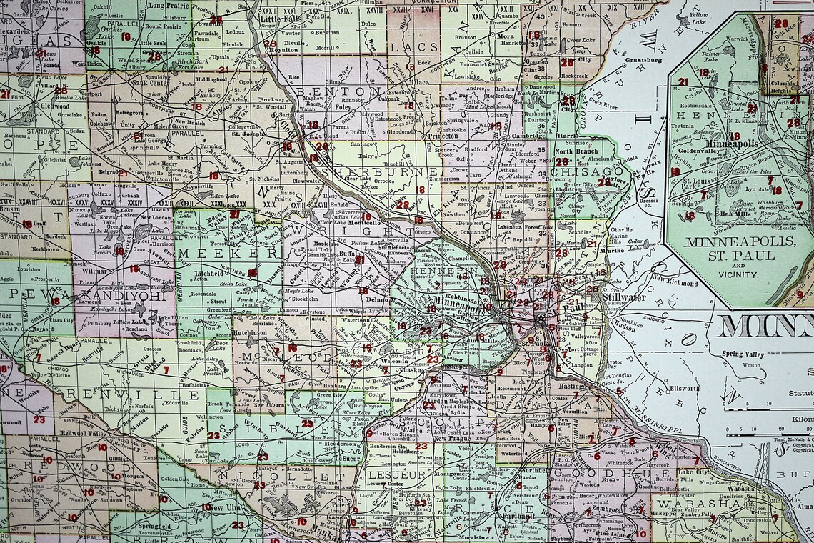 RARE 1910 Railroad Map of Minnesota indian Reservations | Etsy