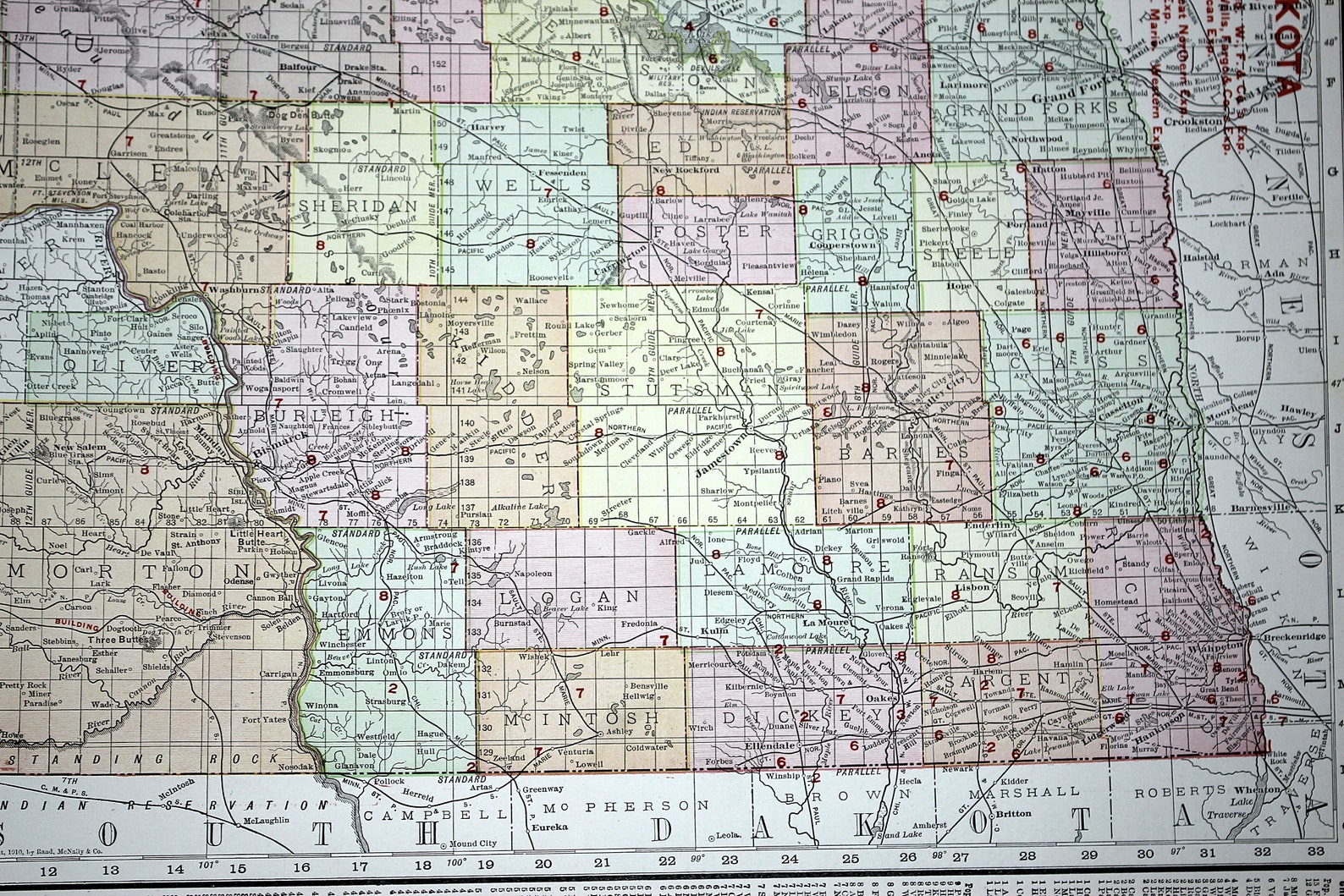 RARE 1910 Railroad Map of North Dakota northern Pacific RR - Etsy