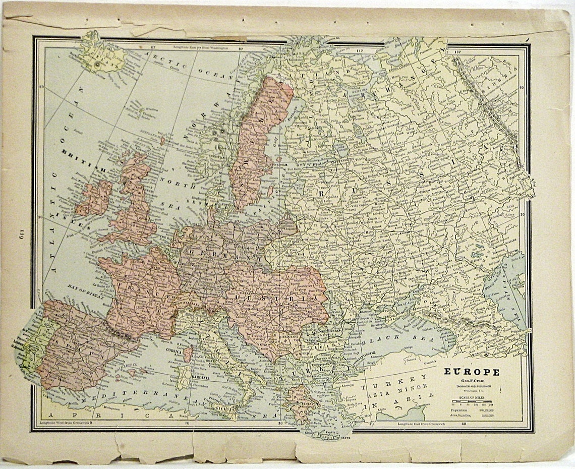 Vintage 1898 England and Wales / Europe Atlas Map Original | Etsy