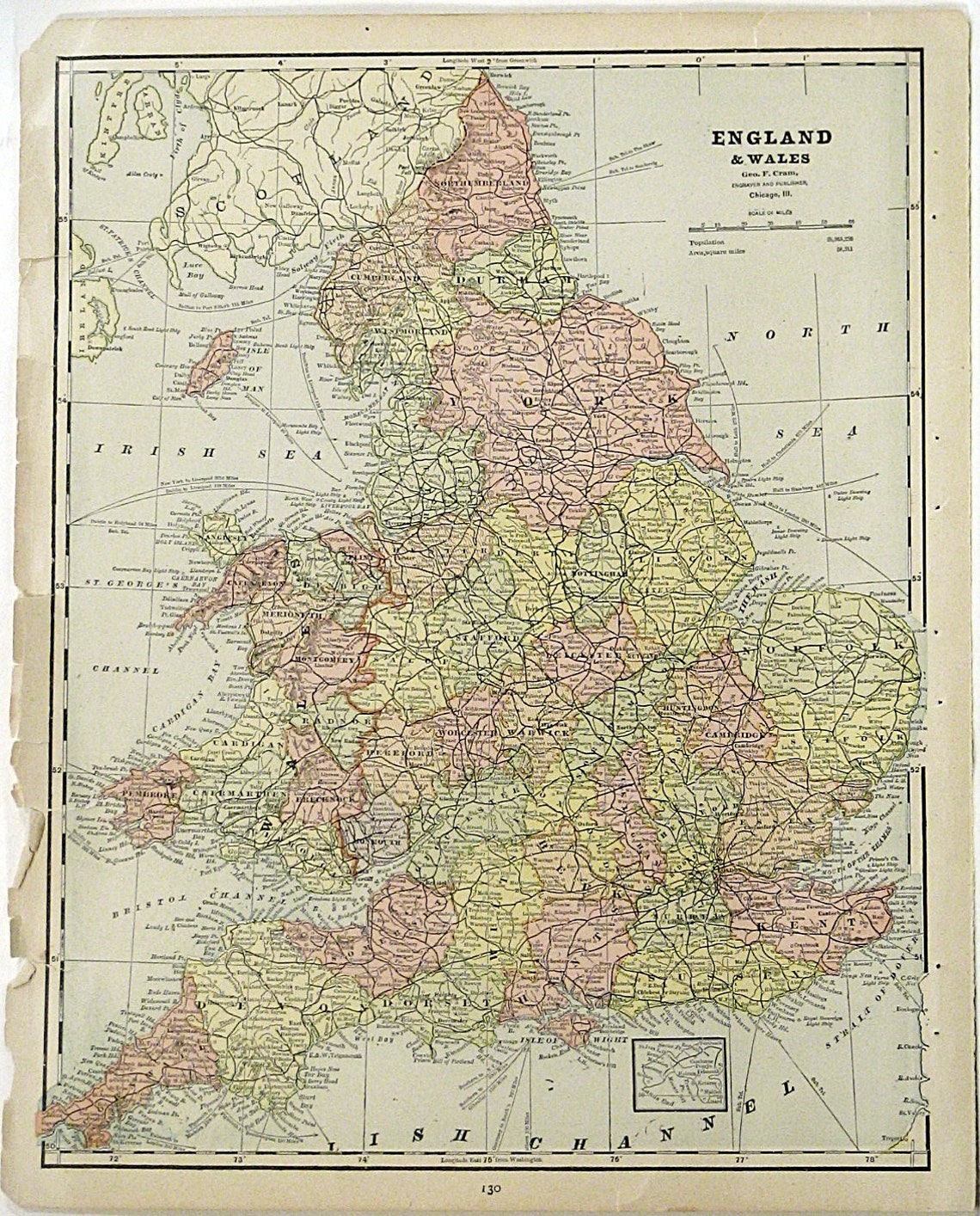 Vintage 1898 England and Wales / Europe Atlas Map Original | Etsy