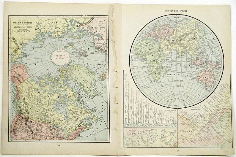 1890 North America Atlas Map Circa 1890s Original Antique Map - Etsy