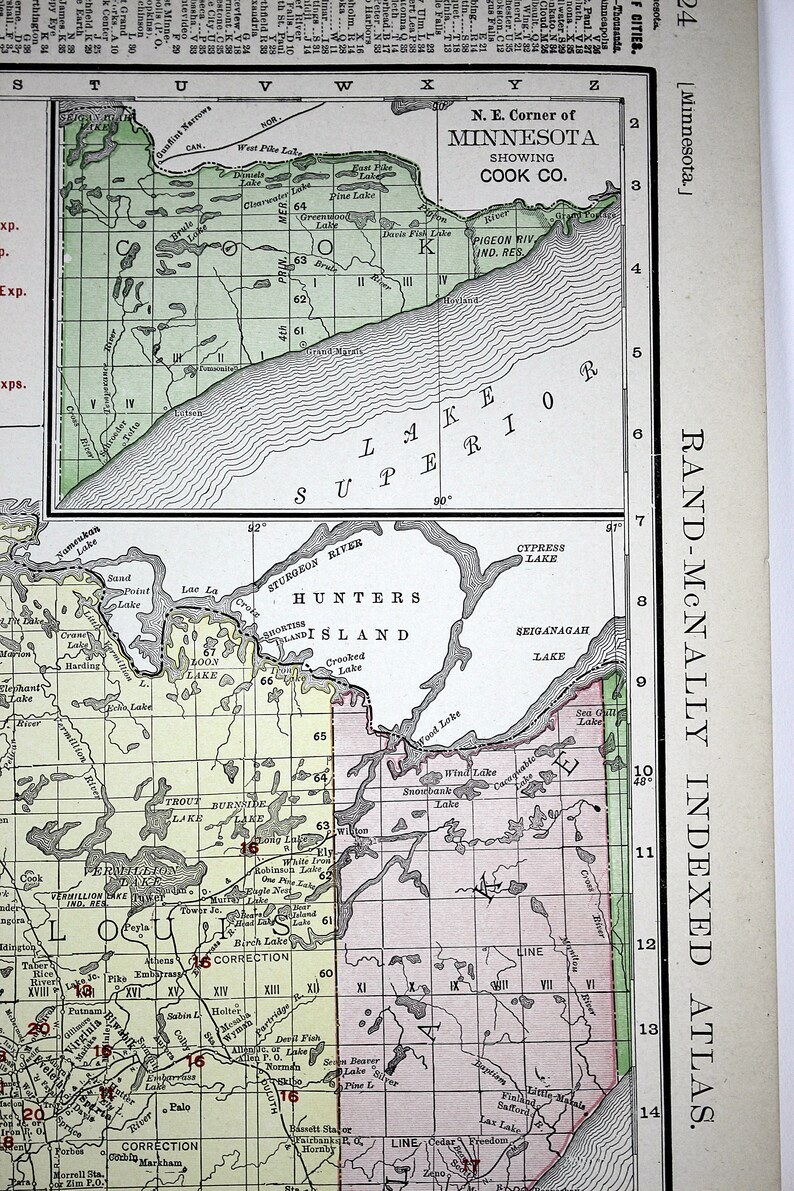 RARE 1910 Railroad Map of Minnesota indian Reservations | Etsy